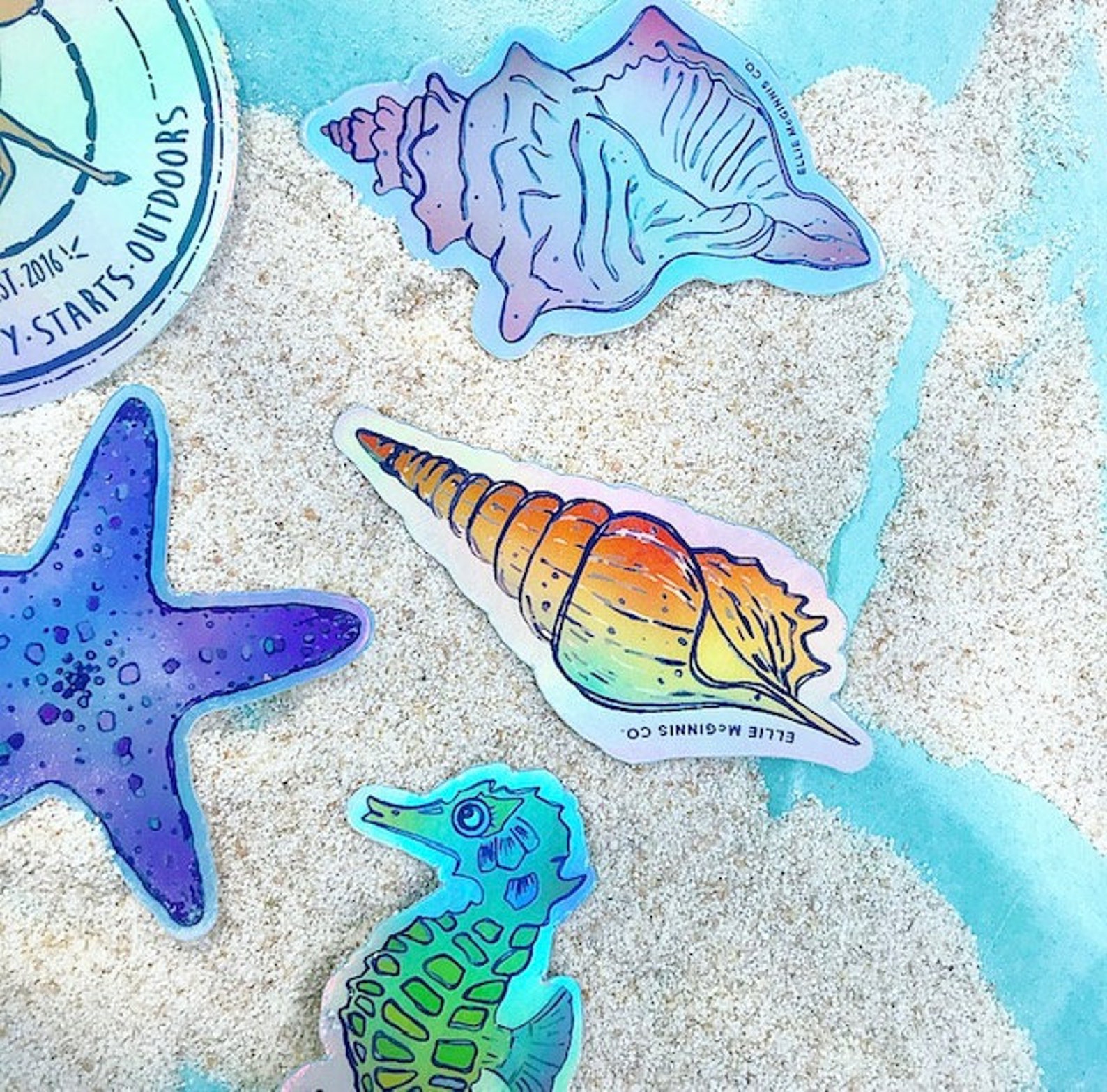 Ocean Themed Vinyl Sticker Pack Ellie Mcginnis Co. | Etsy