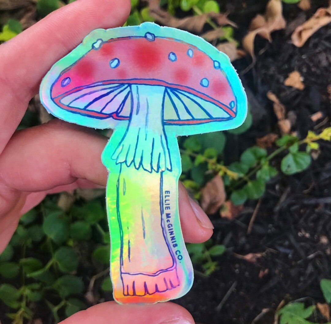 Vinyl Red Mushroom Holographic Sticker - Ellie Mcginnis Co. - Etsy