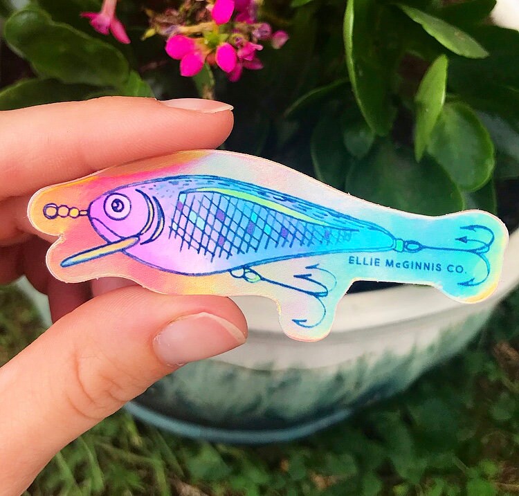 Holographic Purple Fishing Lure Vinyl Sticker - Ellie Mcginnis Co. - Etsy