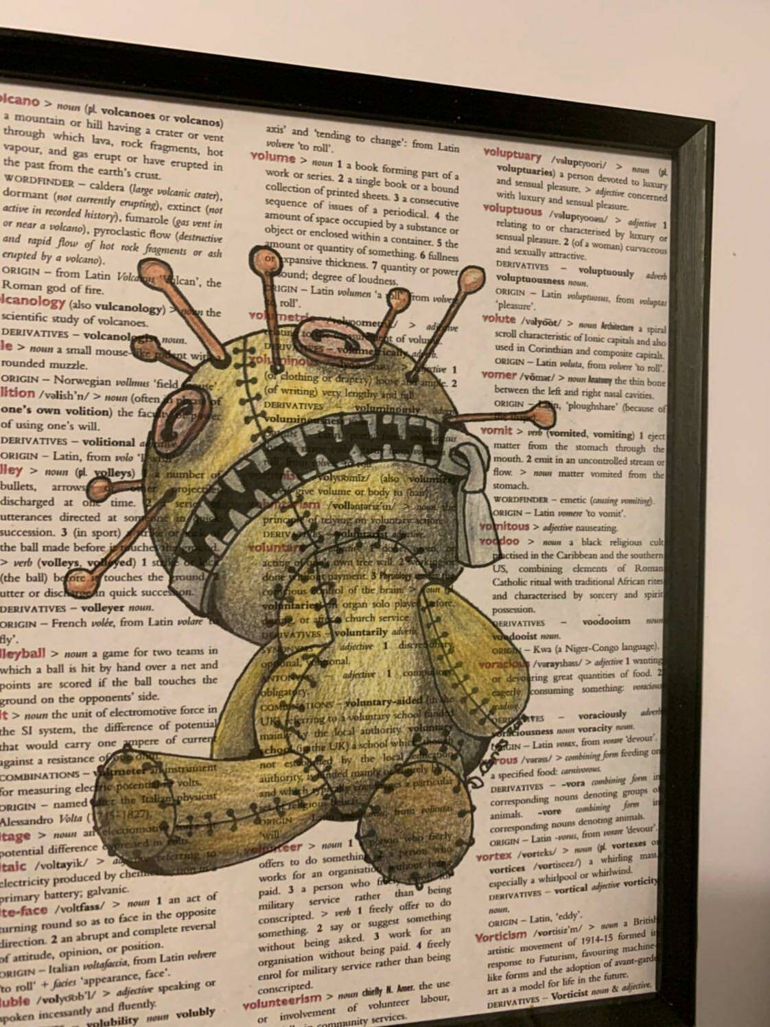 Voodoo doll dictionary art print on the voodoo definition | Etsy