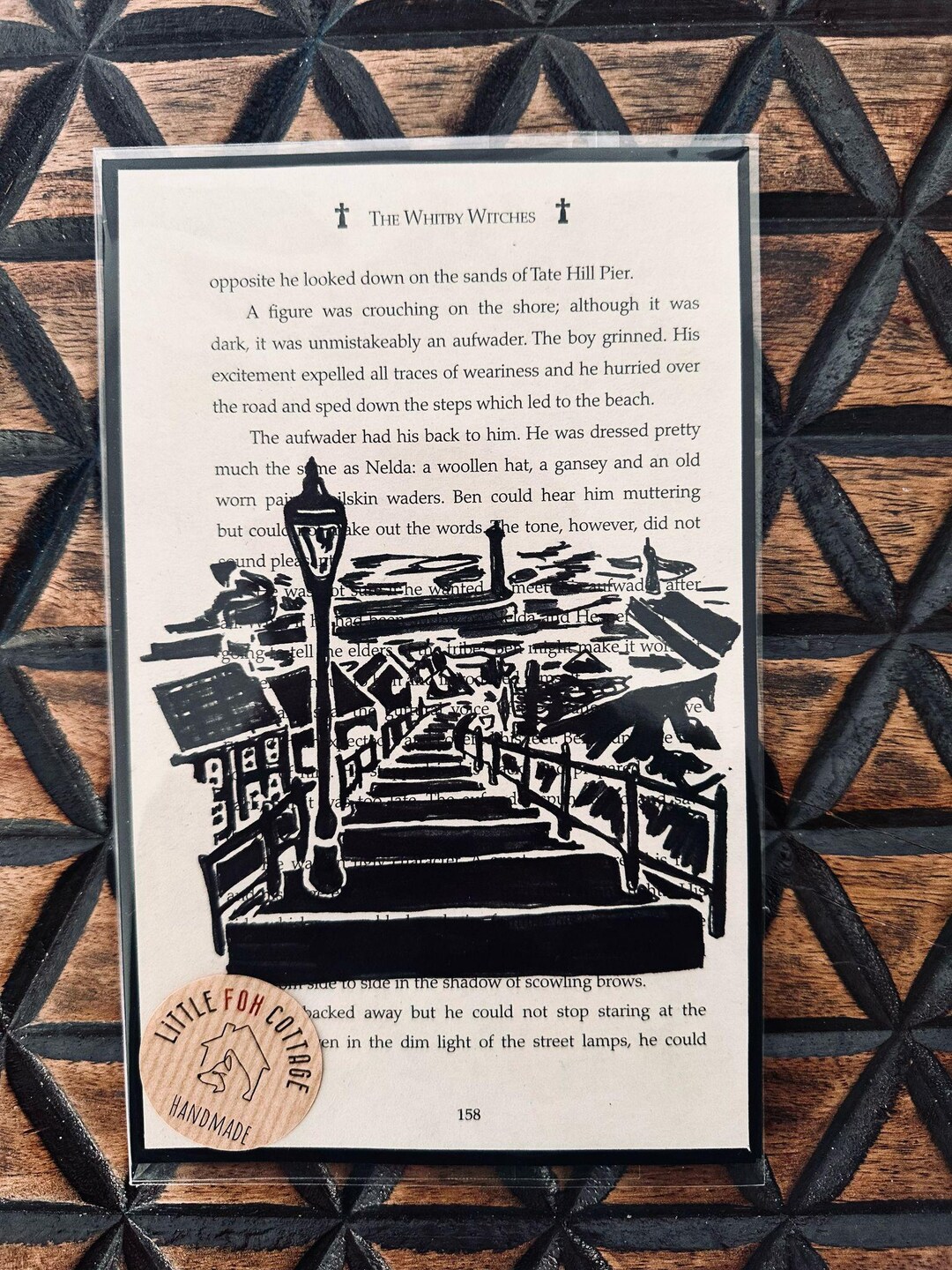 Handmade Book Page Art. View From Whitby Abbey 199 Steps Ink Drawing ...