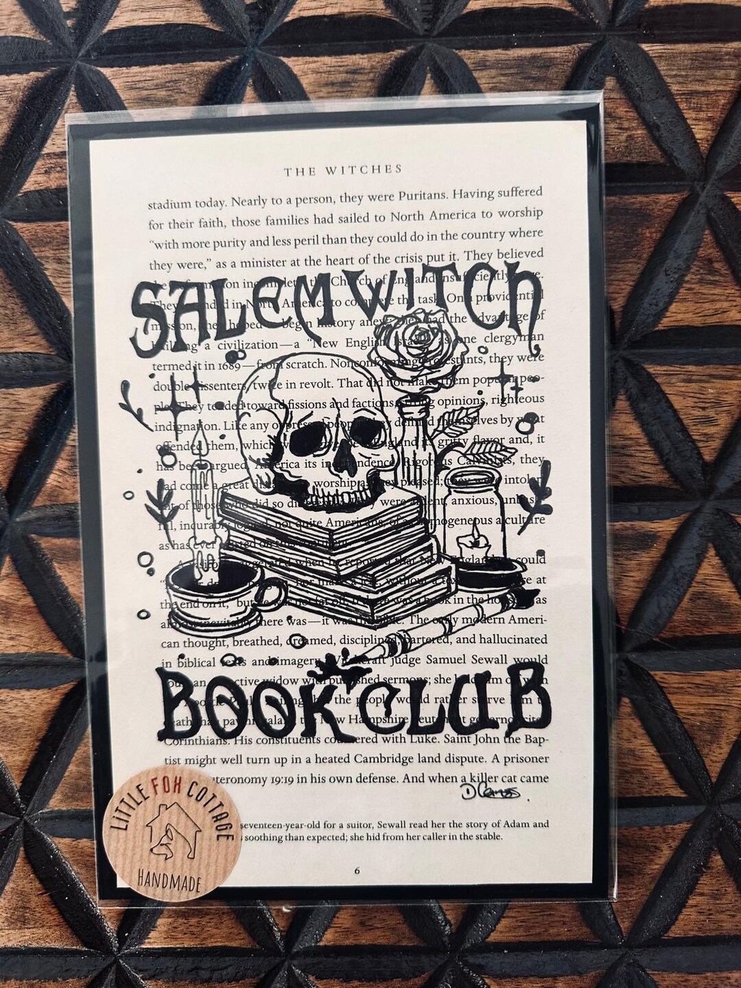 Handmade Book Page Art. Salem Witch Book Club. Book Lovers Gift. the ...