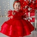 Baby First Birthday Dress, Toddler Red Dress, Baby Flower Girl Dress ...