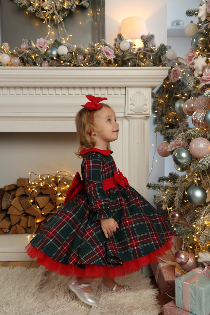 First Christmas Dress, Baby Girl Christmas Gift – Toddler Plaid Holiday ...