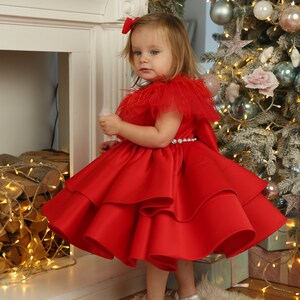 First Birthday Baby Dress, Princess Gown, Red Dress for Baby Girl ...