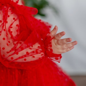 Baby First Birthday Dress, Toddler Red Dress, Baby Flower Girl Dress ...