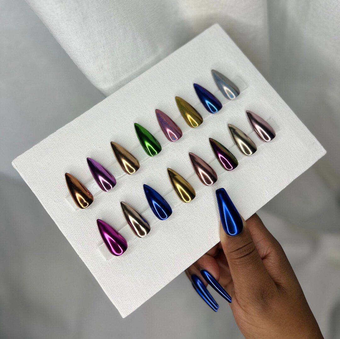 Chrome Press on Nails - Etsy