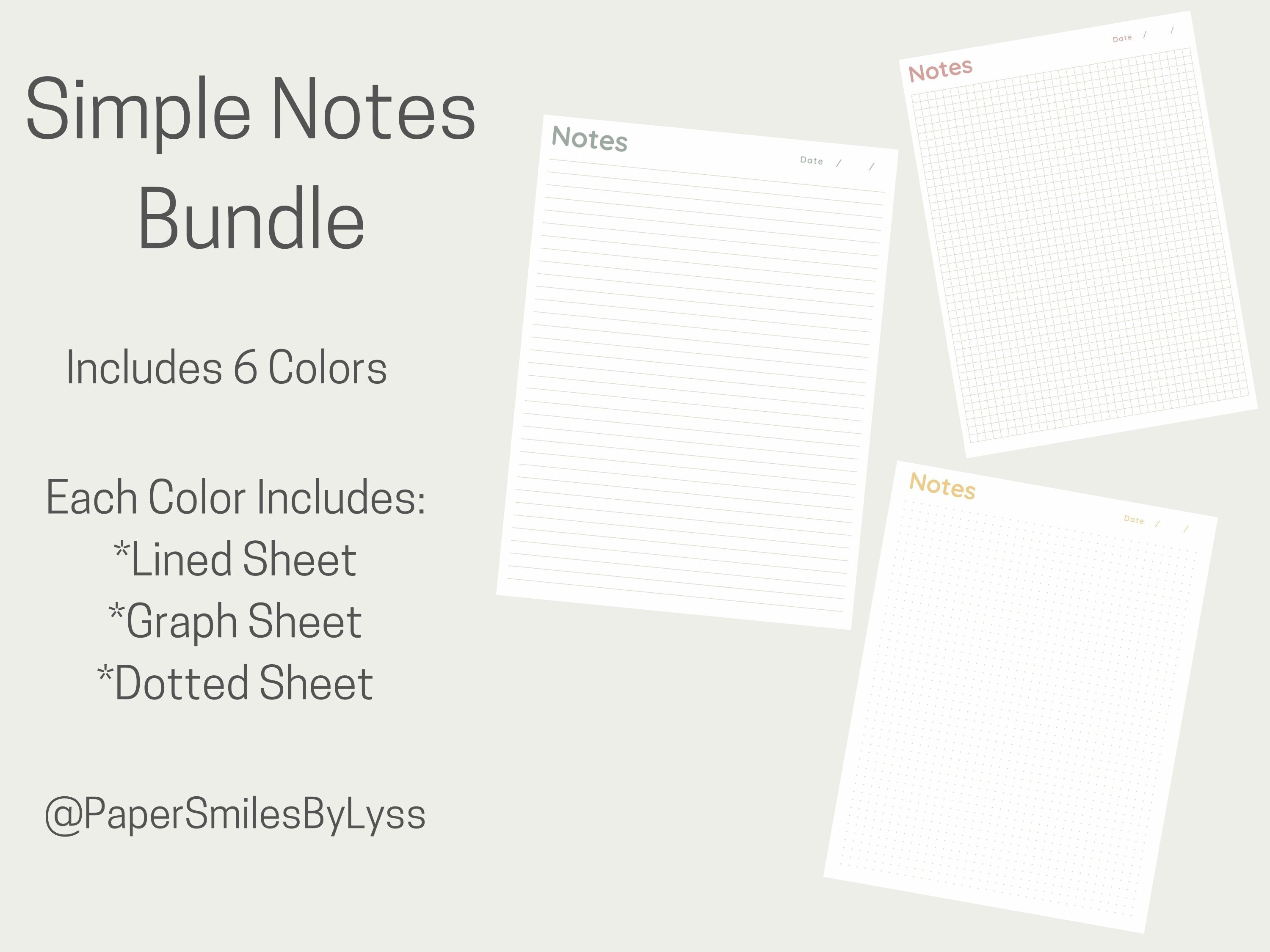 Printable Notes Bundle Simple Stationery Planner Pages Journal Pages ...