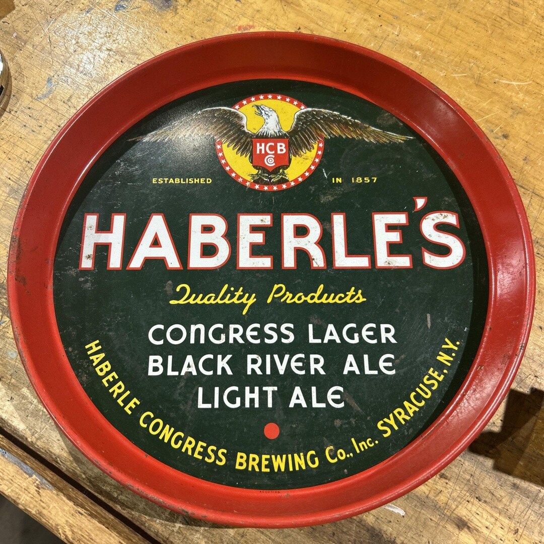 Vintage Haberle's Beer Server Tray, Syracuse NY, Congress Lager, Black ...