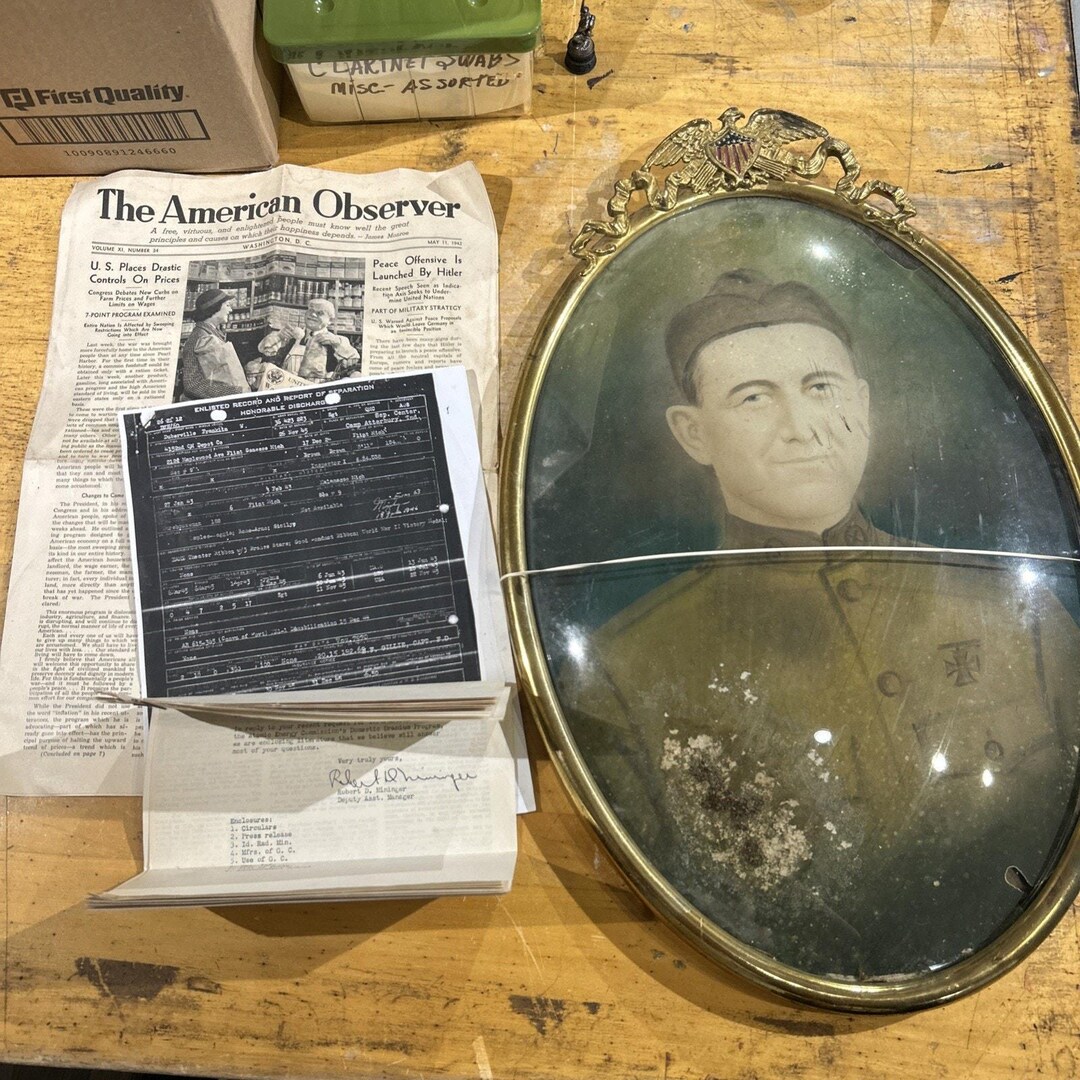 1950 WW2 Collection. Discharge Papers, Picture in Frame, Atomic Energy ...