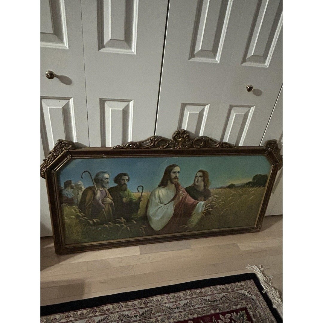 Vintage Giovanni Jesus & Disciples Print in Wheat Field Ornate Gold ...