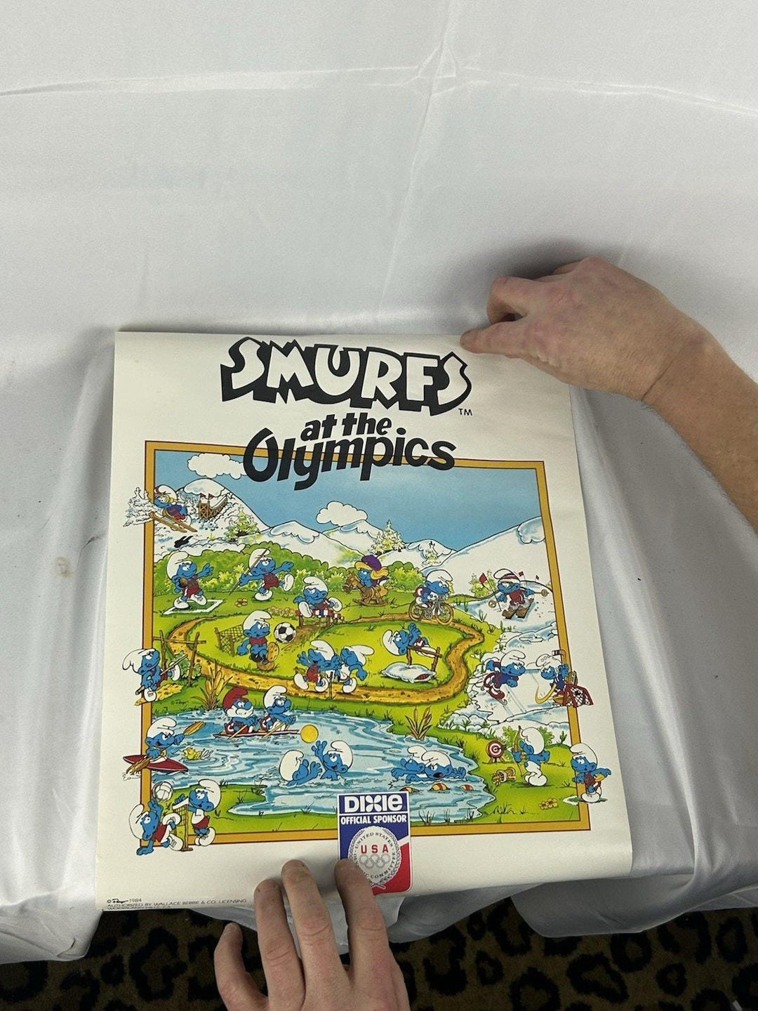 Vintage Smurfs at the Olympics Poster 1984 Dixie USA Olympic Sponsor ...