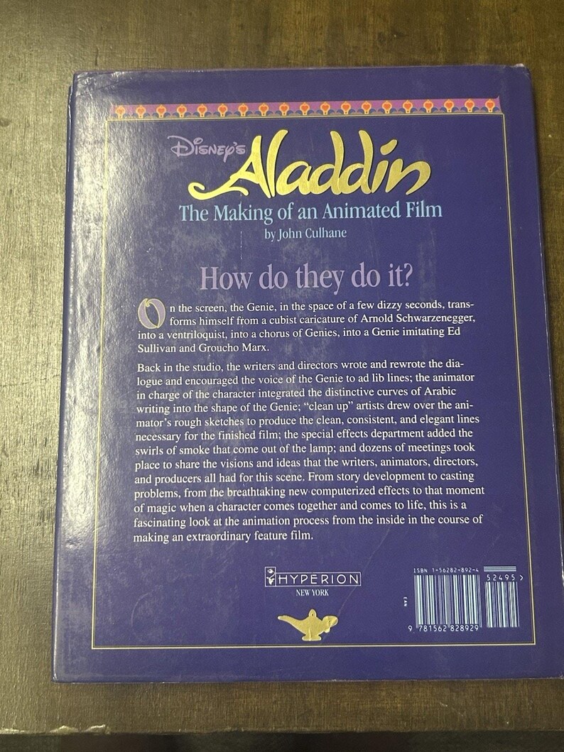 Disney’s Aladdin: the Making of an Animated Film HC 1992 John Culhane ...