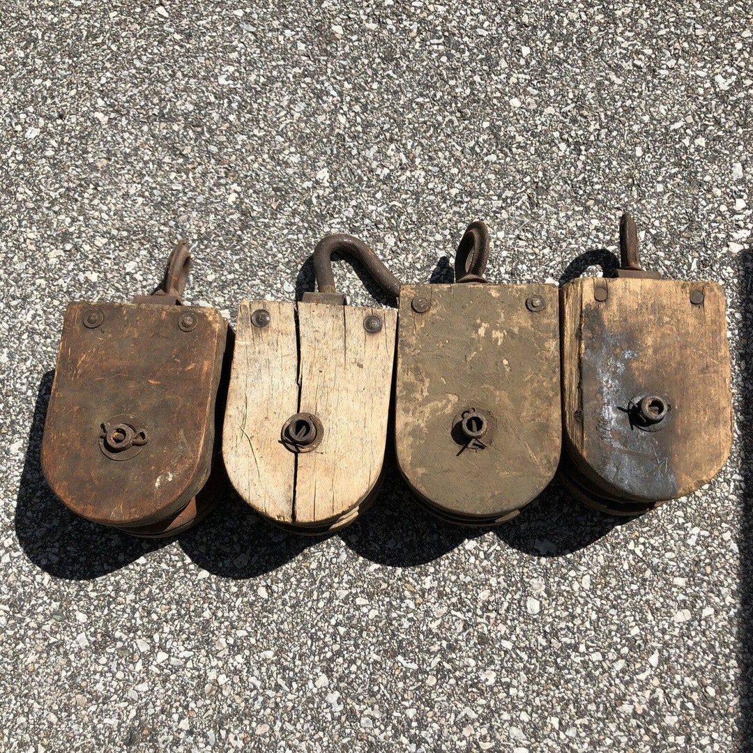 Antique Wooden Pulley Single Wood Rope Barn Hay Lot of 4 - Etsy