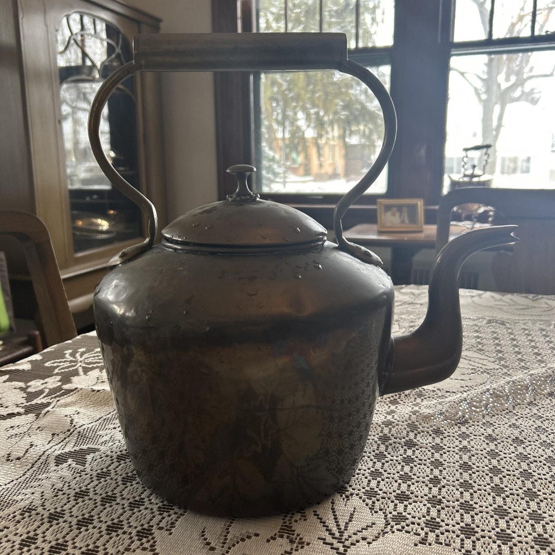 Antique Copper Kettle Tea Handled Early American Large - Etsy
