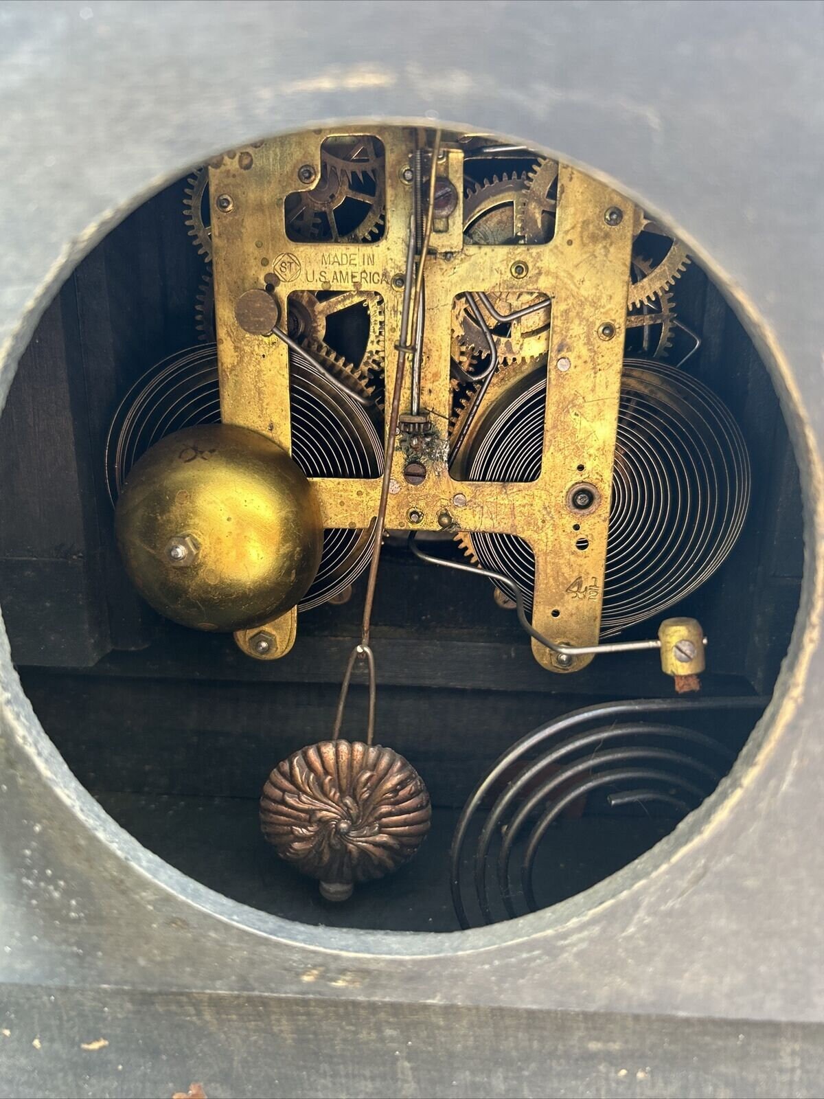 Antique Seth Thomas Faux Marble Wood Adamantine Lion Column Mantle ...