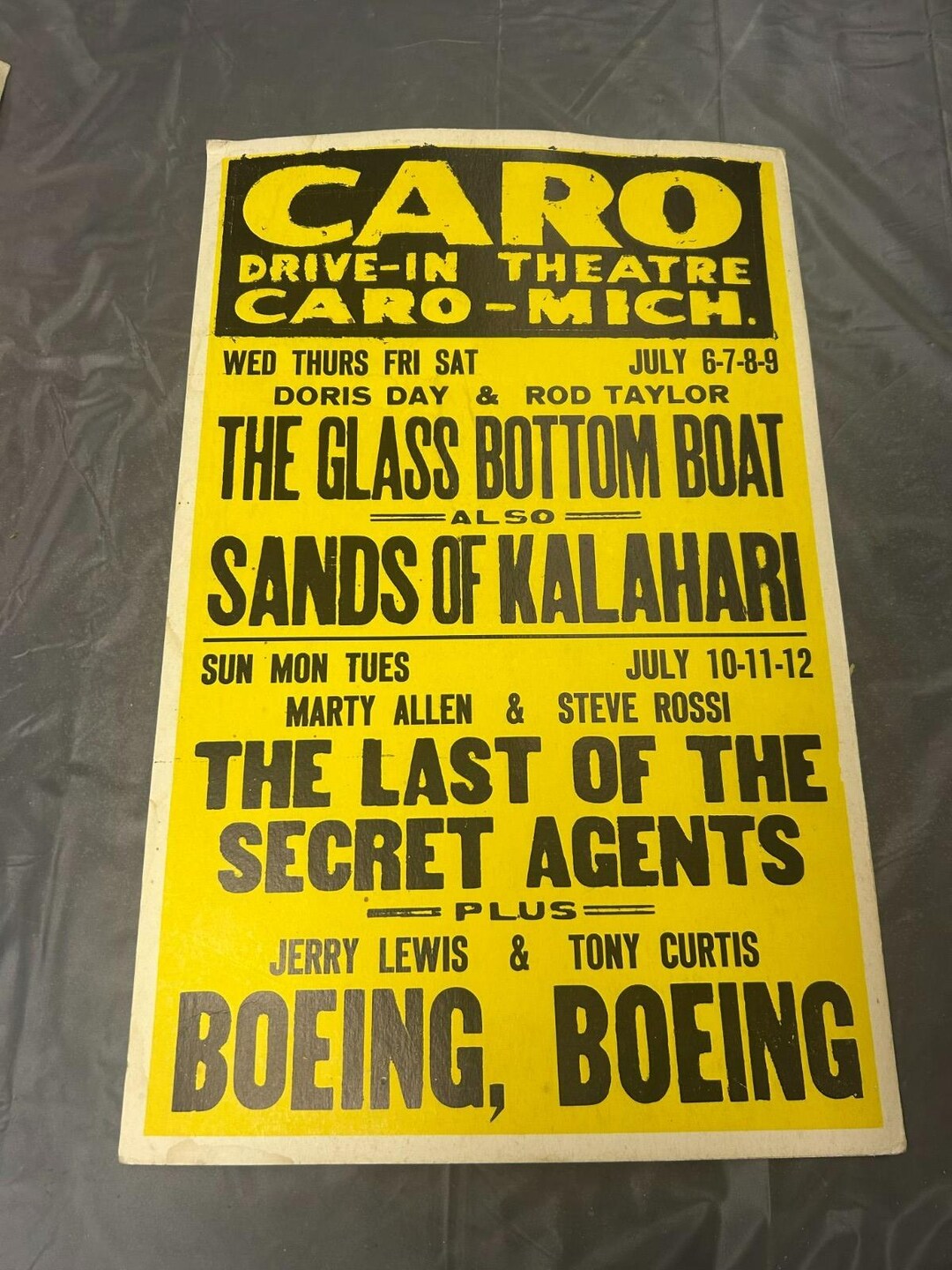 Vintage 1960s Caro Drive-in Theatre Poster – Doris Day, Jerry Lewis ...