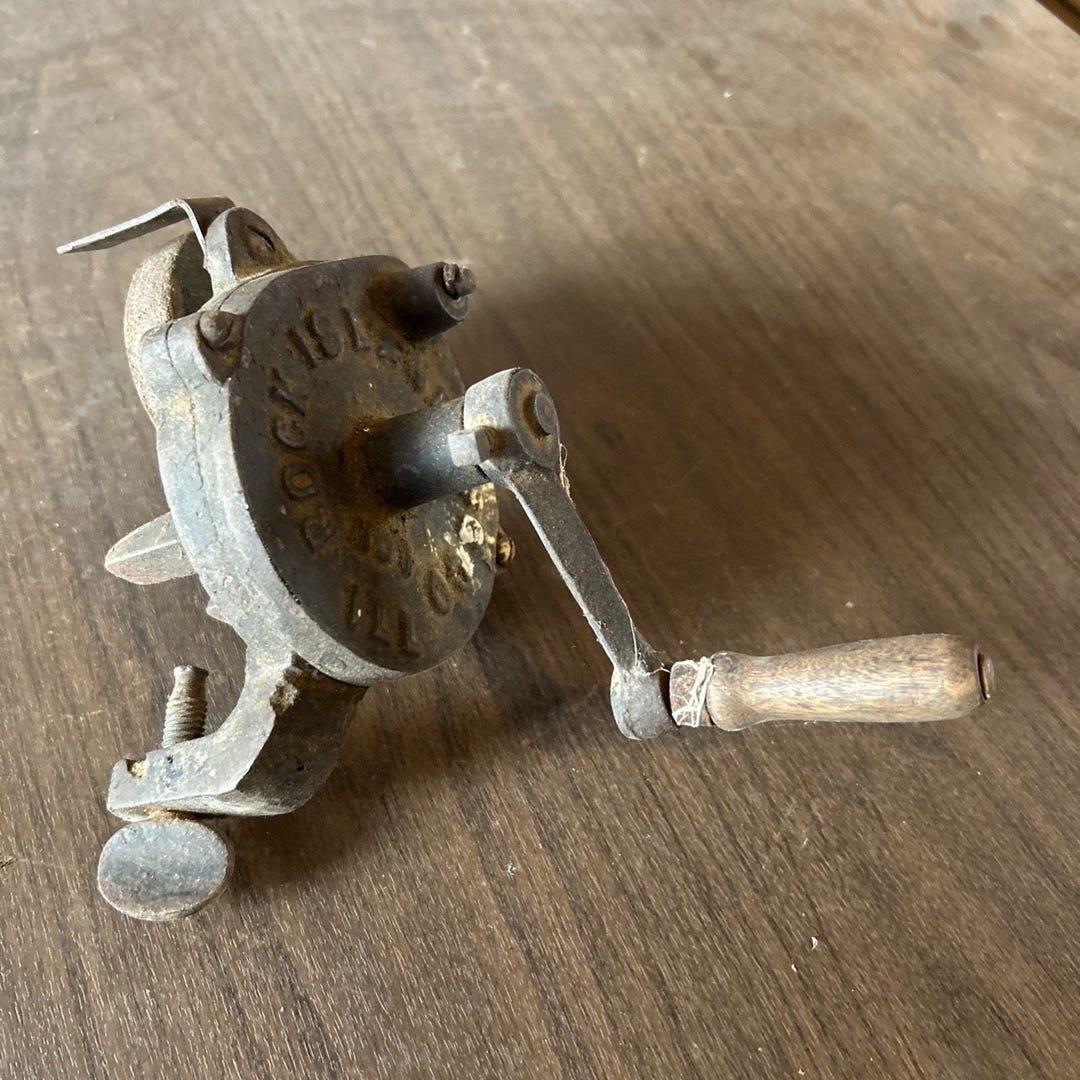 Vintage Rock Island Hand Crank Bench Grinder Sharpener Blacksmith USA ...