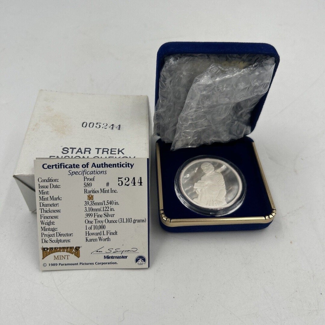 Star Trek Ensign Chekov 1 Oz Silver Coin in Case 307 Rarities Mint 1989 ...