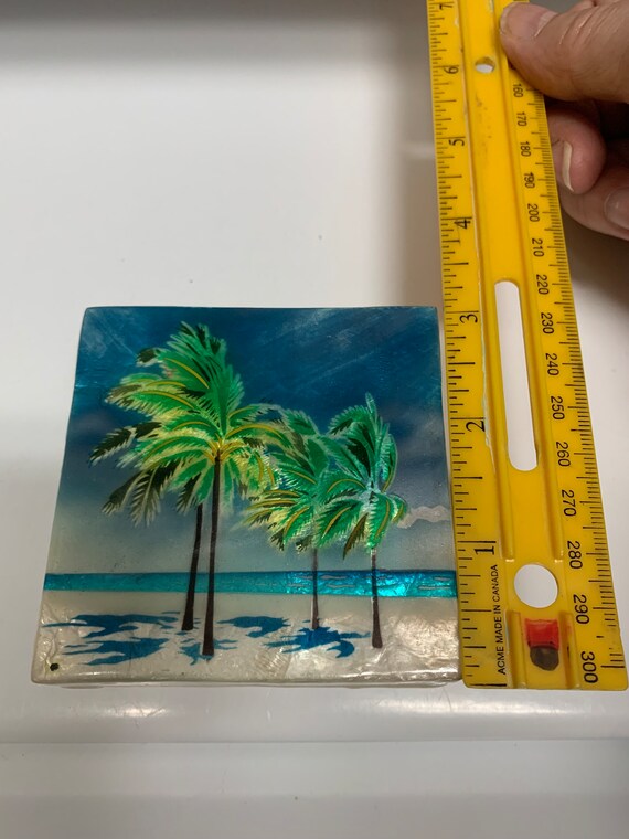 Capiz Shell Trinket Box with Palm Trees - Gem