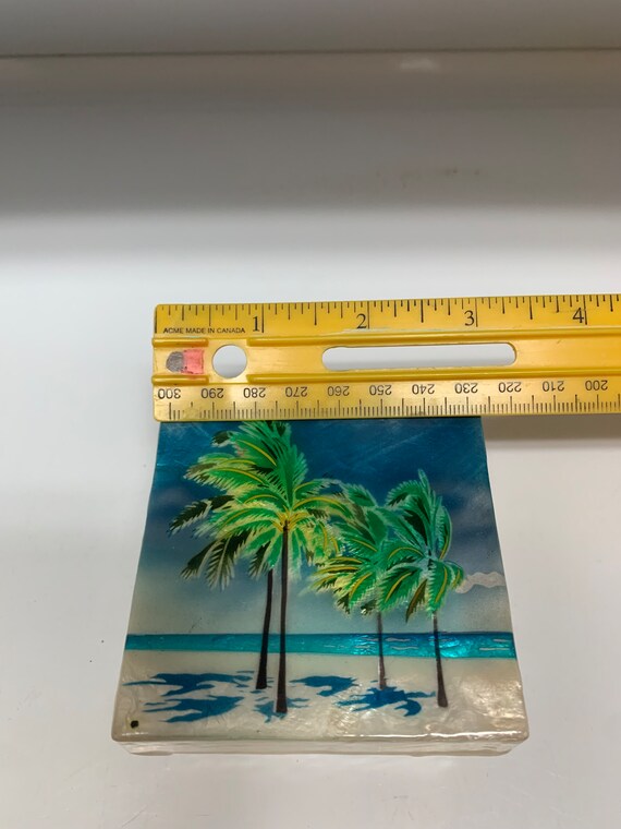 Capiz Shell Trinket Box with Palm Trees - Gem