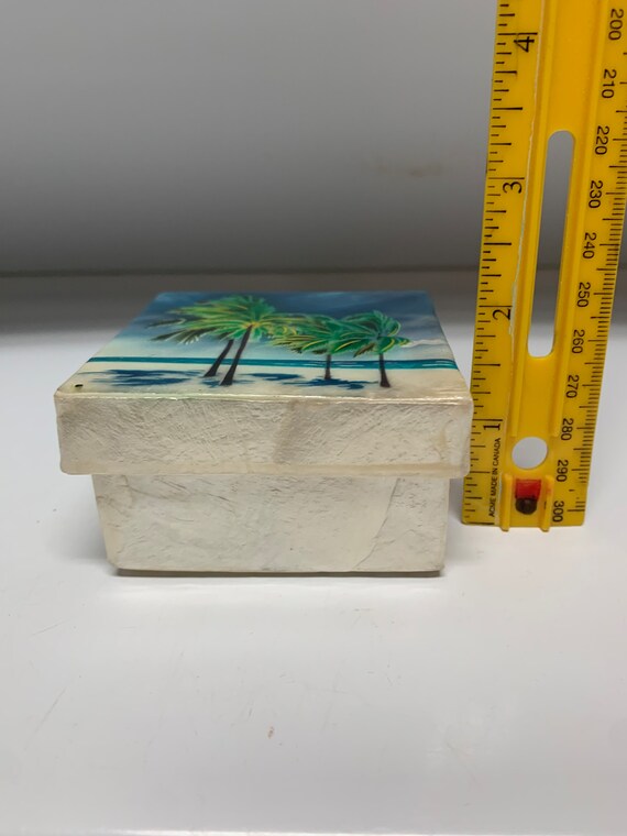 Capiz Shell Trinket Box with Palm Trees - Gem