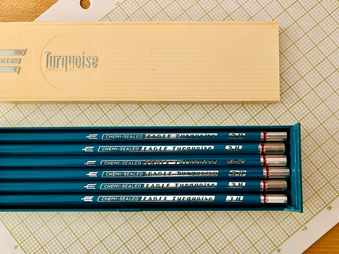 Vintage Eagle Turquoise Pencils in 3H Gradation - Half Dozen - Etsy