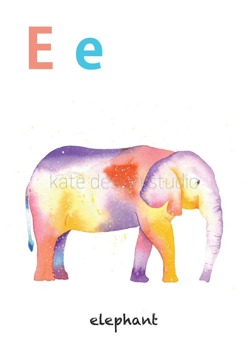 Animal Alphabet Flash Cards ABC Nursery Wall Art Watercolor - Etsy ...