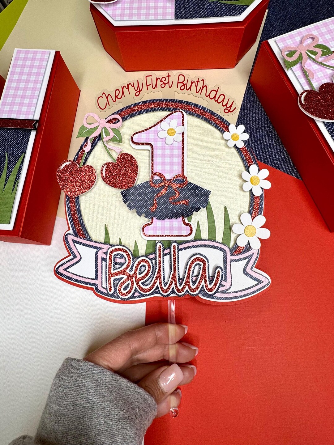 Cherry Cake Topper, Bows and Cherries First Birthday, Cherry Party ...