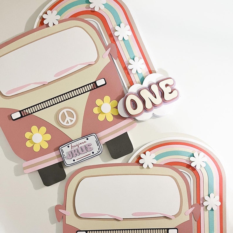 Groovy Bus Cake Topper Rainbow Groovy Centerpiece Groovy - Etsy