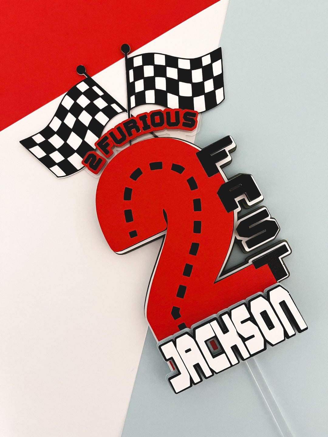 Two Fast Cake Topper | Vintgage Race Car Birthday | Retro Race Car ...