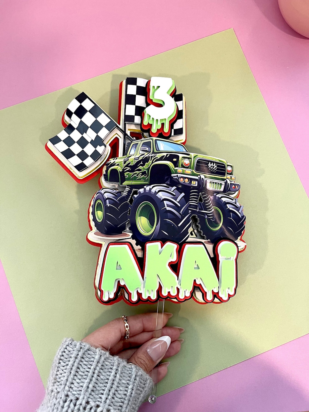 Monster Truck Birthday Cake Topper, Racing Party Decor - Etsy