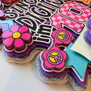Peace Out Single Digits Cake Topper, 10's a Vibe, Double Digits, Groovy ...
