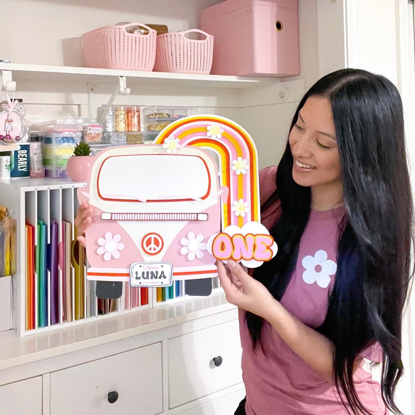 Groovy Bus Cake Topper Rainbow Groovy Centerpiece Groovy - Etsy