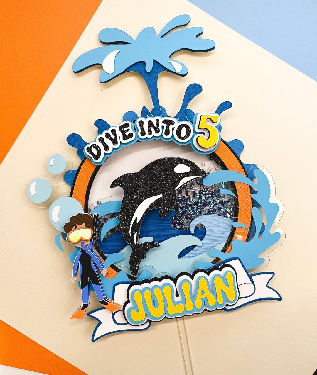 Scuba Diver Cake Topper: Dive Into Five, Ocean Birthday Decor - Etsy