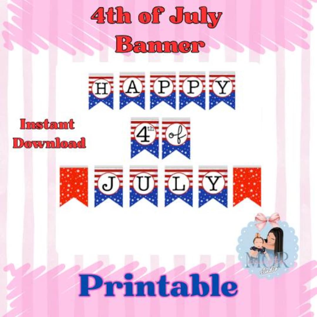 4th of July Printable Banner: Independence Day Party Decor (DIY Instant ...