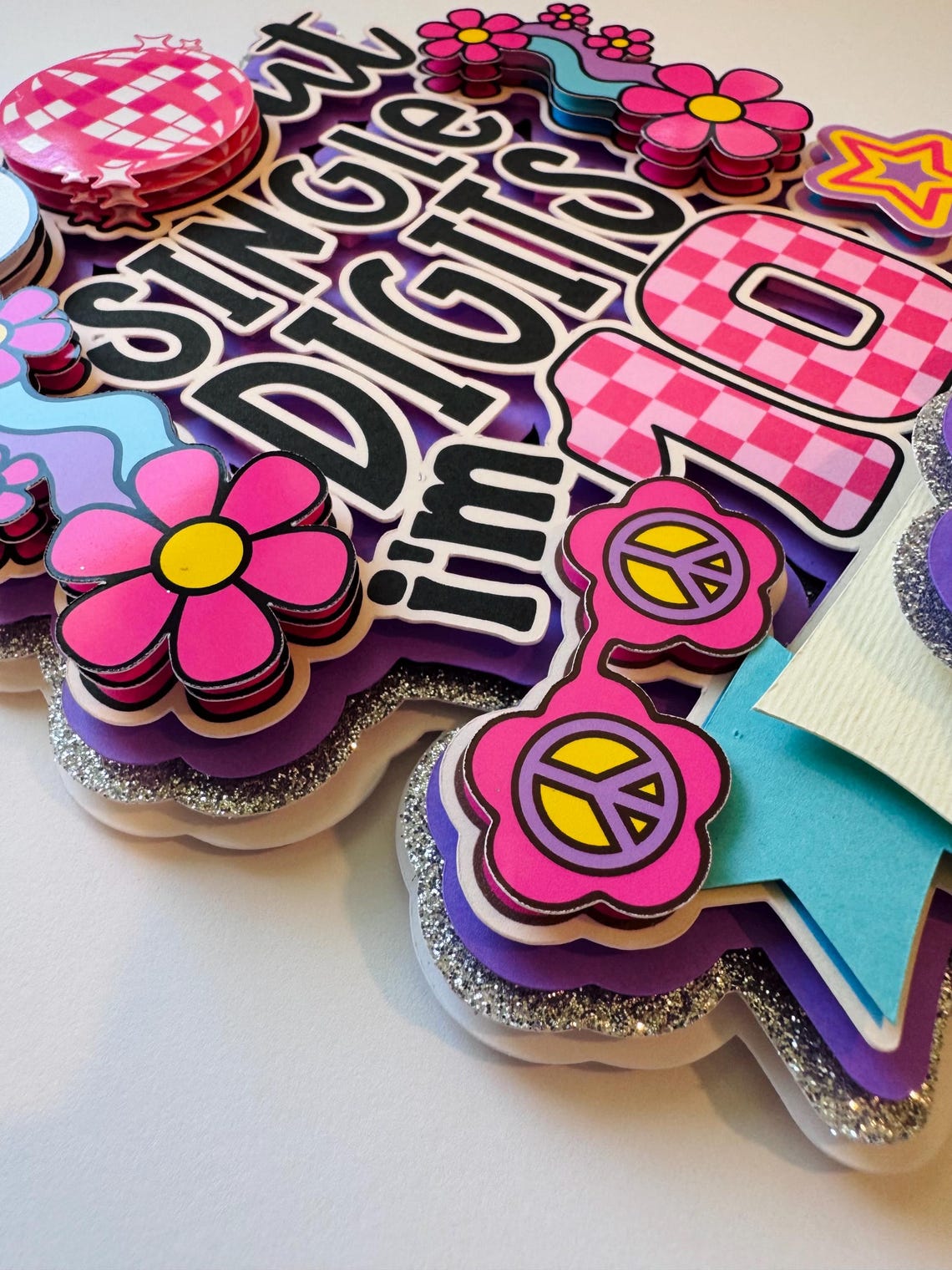 Peace Out Single Digits Cake Topper, 10's a Vibe, Double Digits, Groovy ...