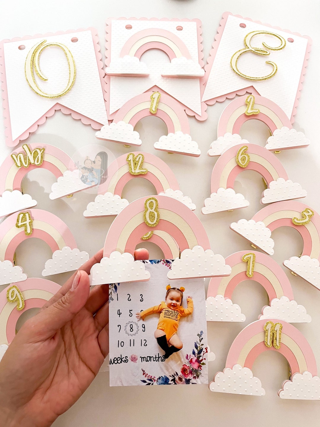 Rainbow Milestone Banner, 1st Birthday Photo Banner, Monthly Photo ...