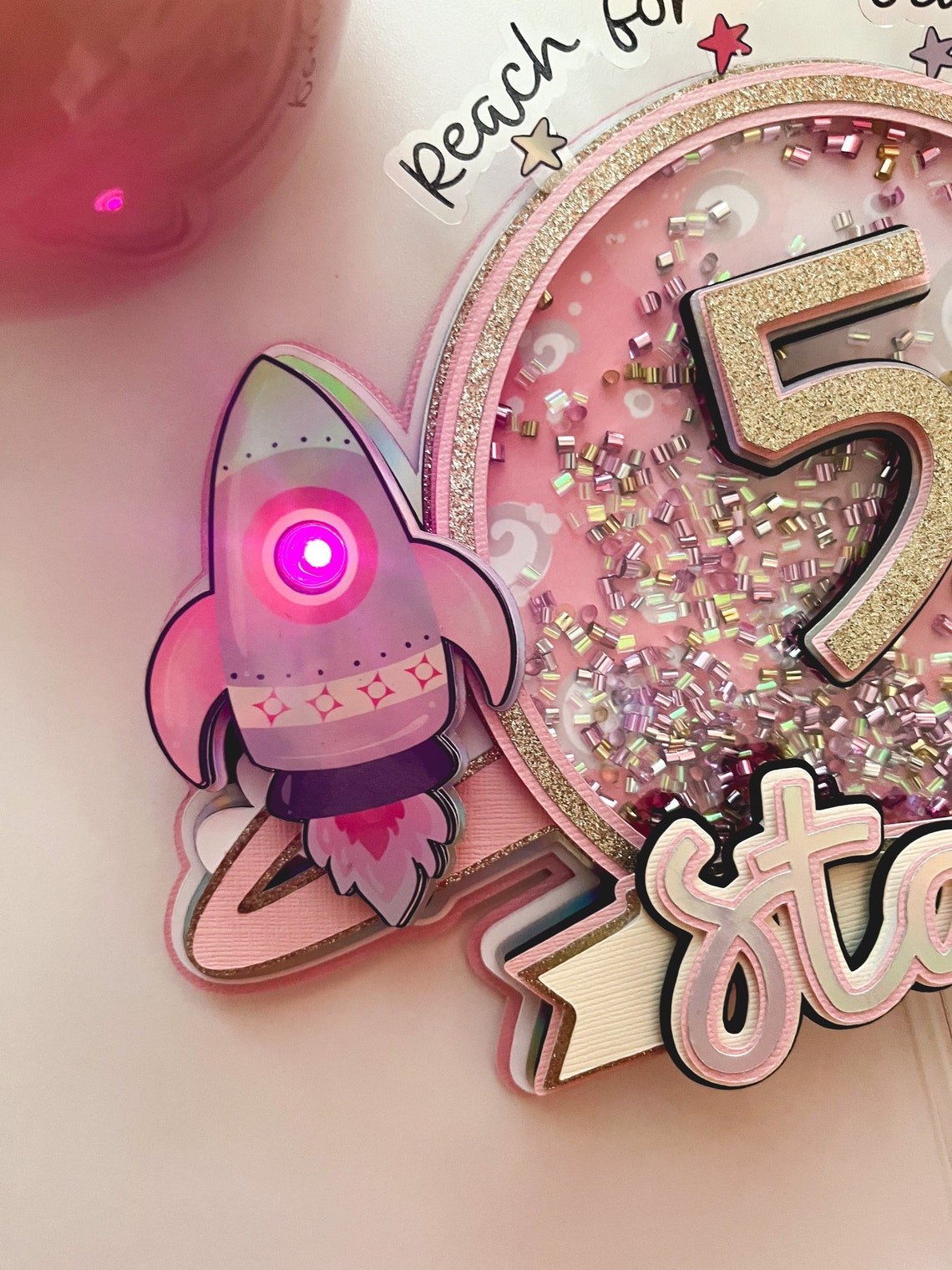 Girl Astronaut Cake Topper Pink Outer Space Birthday Party - Etsy