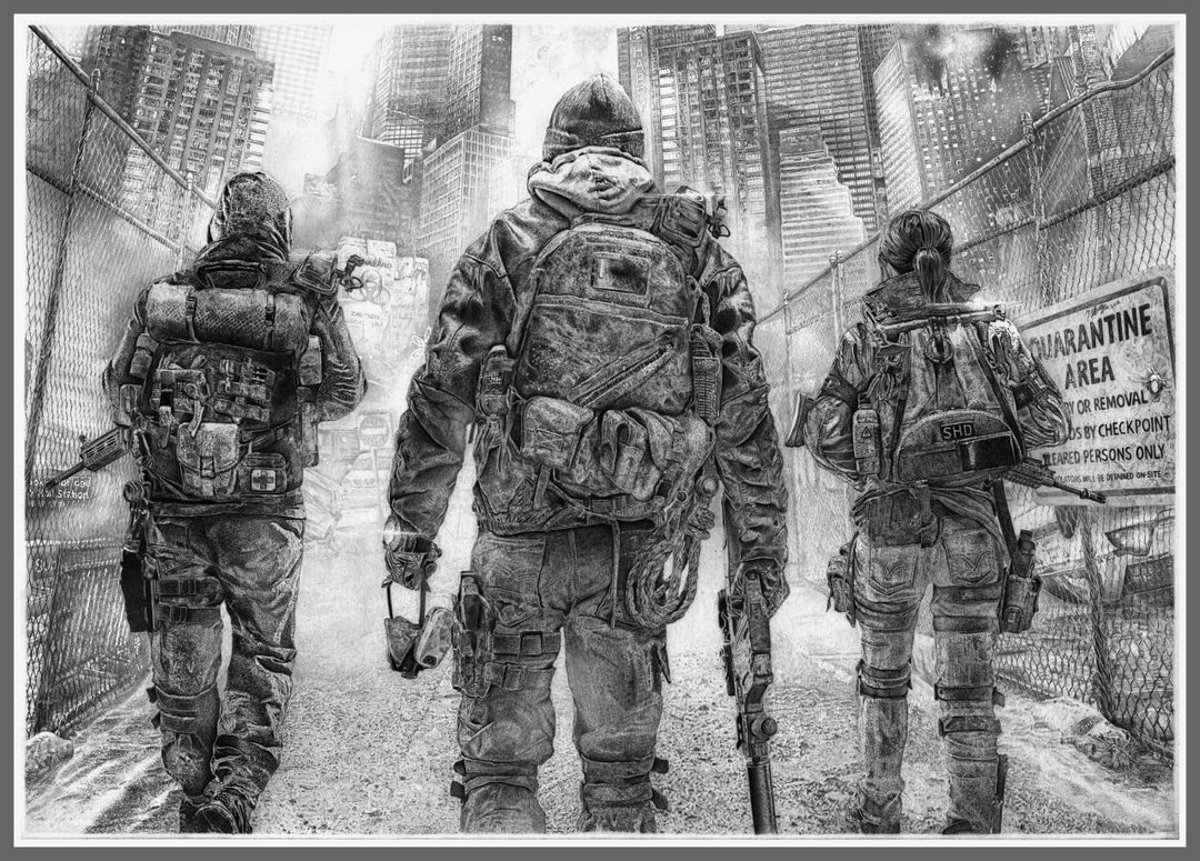 The Division Pencil Drawing | Art Print | Wall Art | Tom Clancy - Etsy
