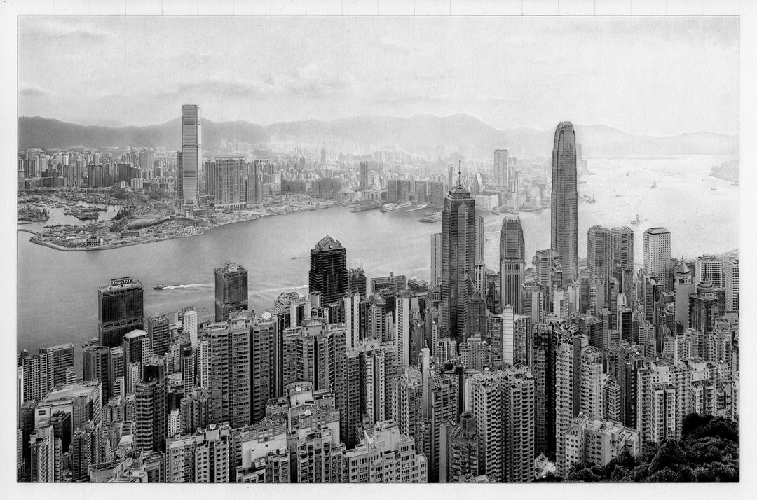 Art Print, Hong Kong, Pencil Drawing, Cityscape, Wall Art - Etsy