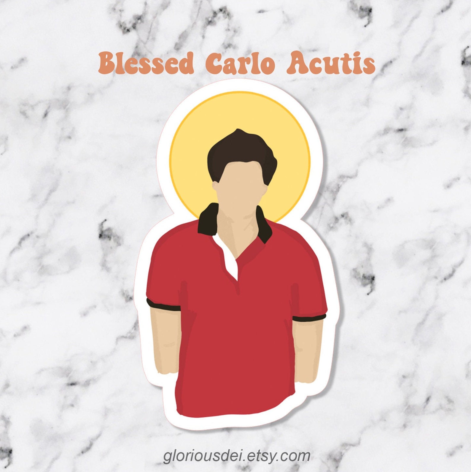 Blessed Carlo Acutis hand drawn waterproof sticker. Modern day | Etsy