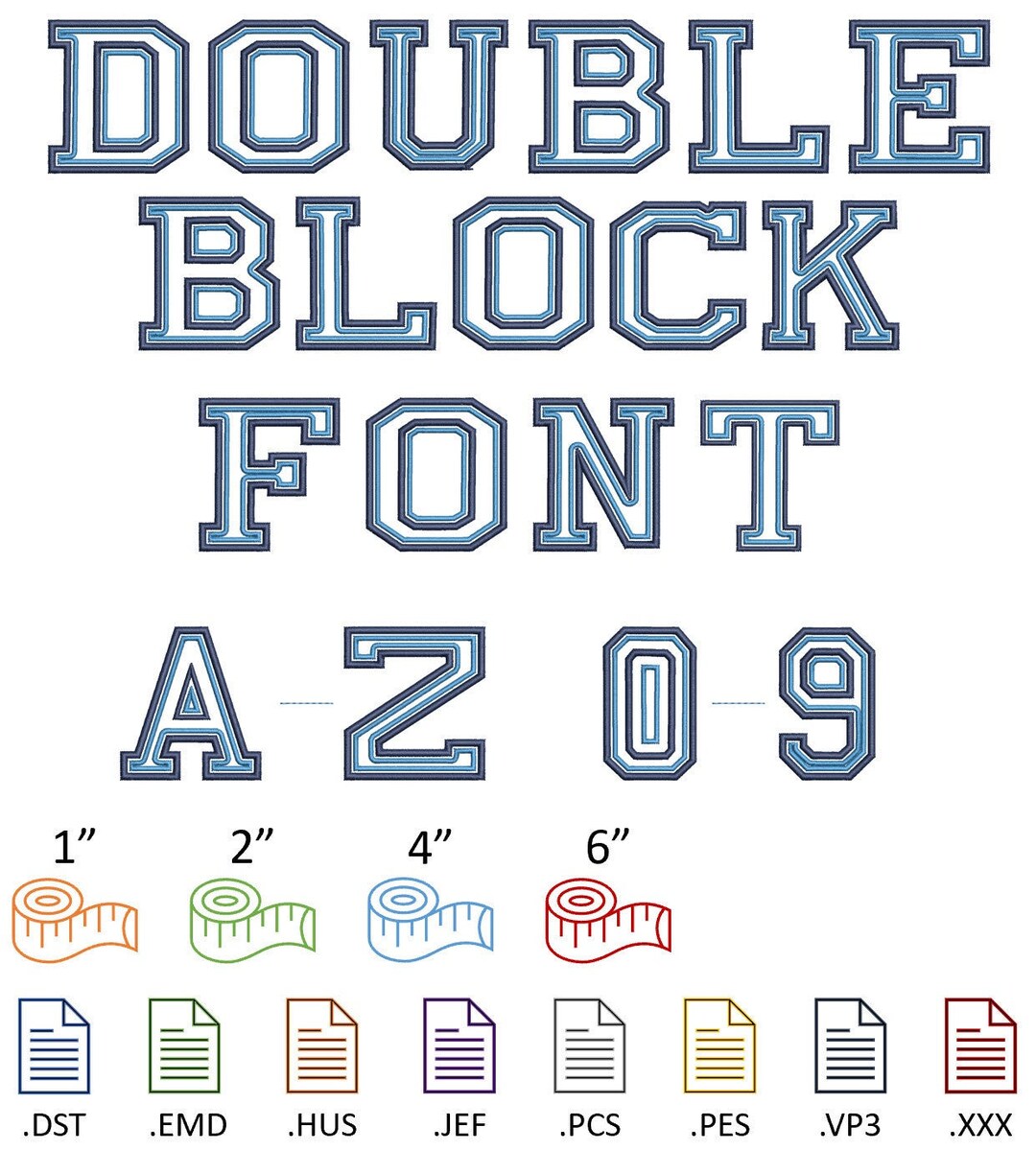 Double Block Embroidery Files A-Z, 0-9 - Etsy