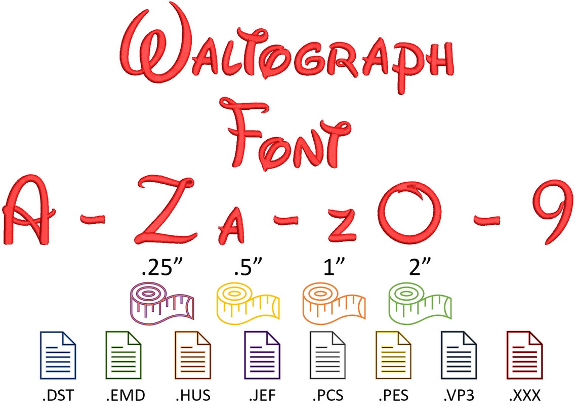 Waltograph Font Embroidery Files A-Z, A-z, 0-9 - Etsy