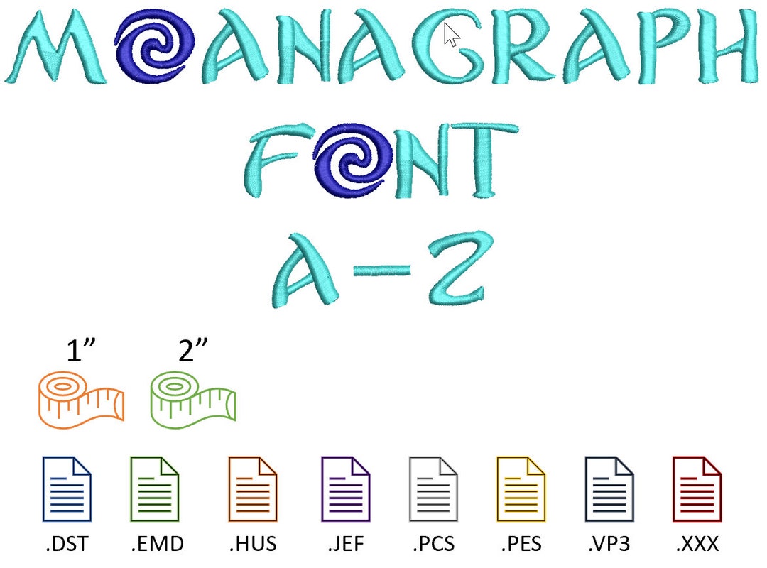 Moanagraph Font Embroidery Files A-Z - Etsy