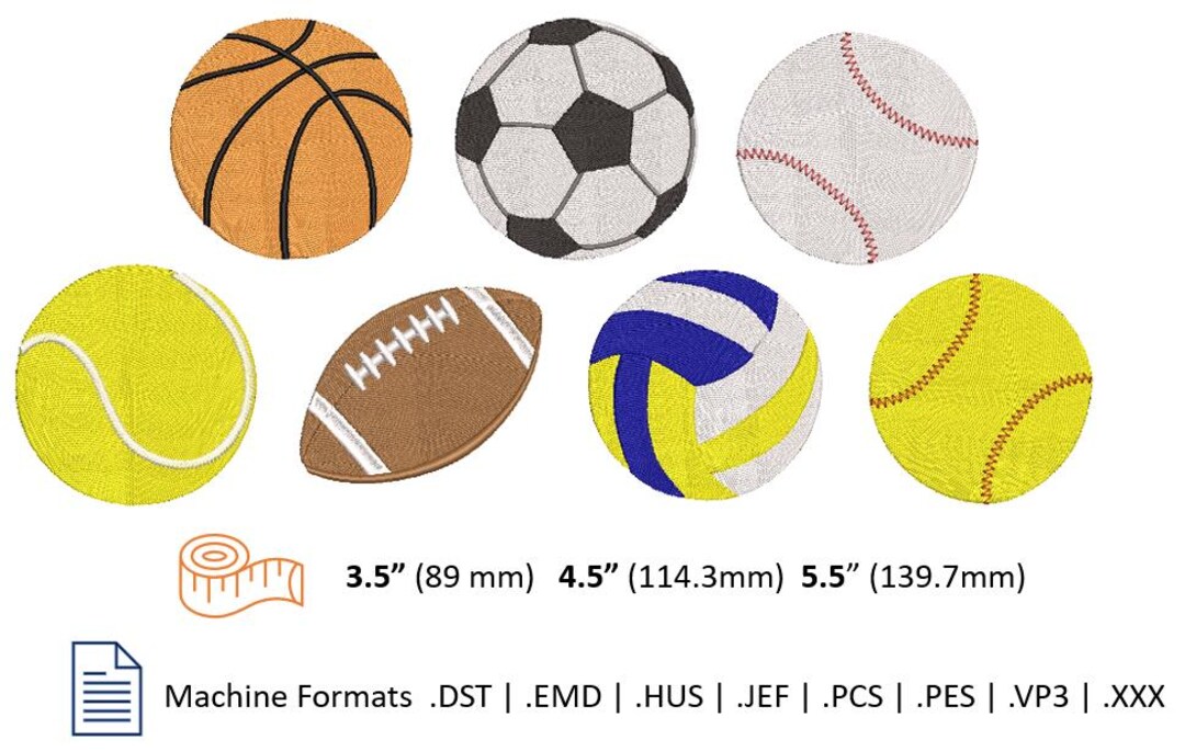 Sports Balls Bundle Machine Embroidery Files - Etsy