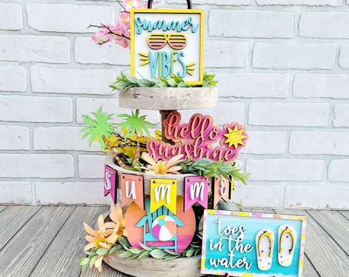 Summer Sign Bundle, Wooden Signs, Tiered Tray Signs, Pink Lemonade ...