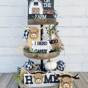 Halloween on the Farm Tray Set | Halloween Cow Tray Decor | Set of 5 ...