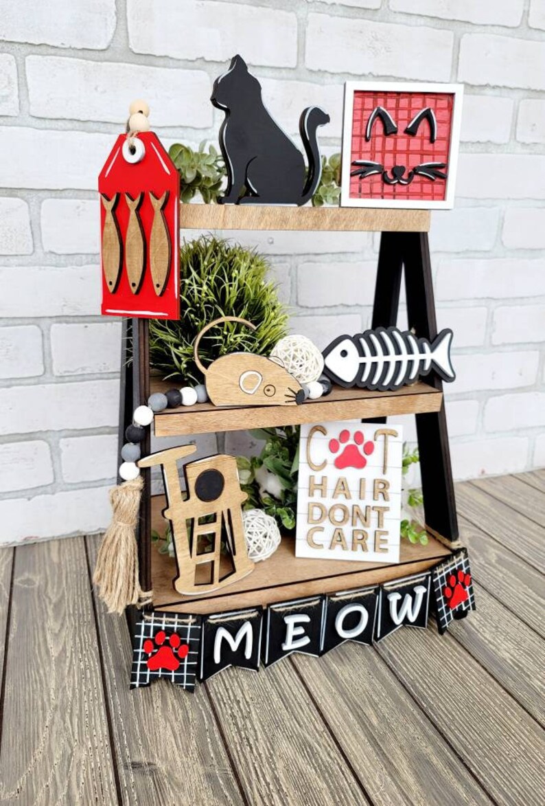 Cat Tiered Tray Set | Tiered Tray Sets | Pet Tiered Tray | Cat Hair Don ...