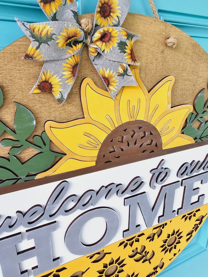 Welcome to Our Home Sunflower Door Hanger | Sunflower Door Decor | DIY ...
